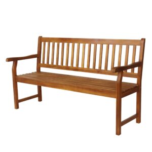 jonathan y bnh101a laurel 59.1" 3-seat slat-back 600-lbs support acacia wood outdoor garden patio bench for garden, lawn, backyard, pool, deck, beach, firepit, teak