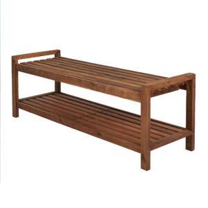 jonathan y bnh102a blane 50.8" 3-seat mid-century modern 600-lbs support acacia wood slat outdoor garden patio bench for garden, lawn, backyard, pool, deck, beach, firepit, teak