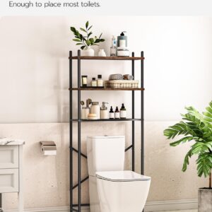 HOOBRO Over The Toilet Storage, 3-Tier Over Toilet Bathroom Organizer, Freestanding Above Toilet Shelf with Adjustable Feet, Space Saving, Easy to Assembly, Rustic Brown and Black BF63TS01