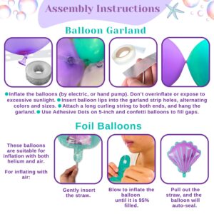 248 Pieces Little Mermaid Birthday Decorations Kit, All-in-1 Girl's Party Decor Package With Mermaid Tail Balloon Garland, Foil Curtains, Fabric Backdrop, Princess Crown - Purple, Teal