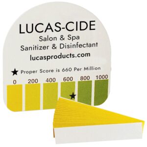 lucas-cide quat test strips - sanitizer test strips food service - 0-1000 ppm test strips for sanitizing solution - pack of 15 quat sanitizer test strips