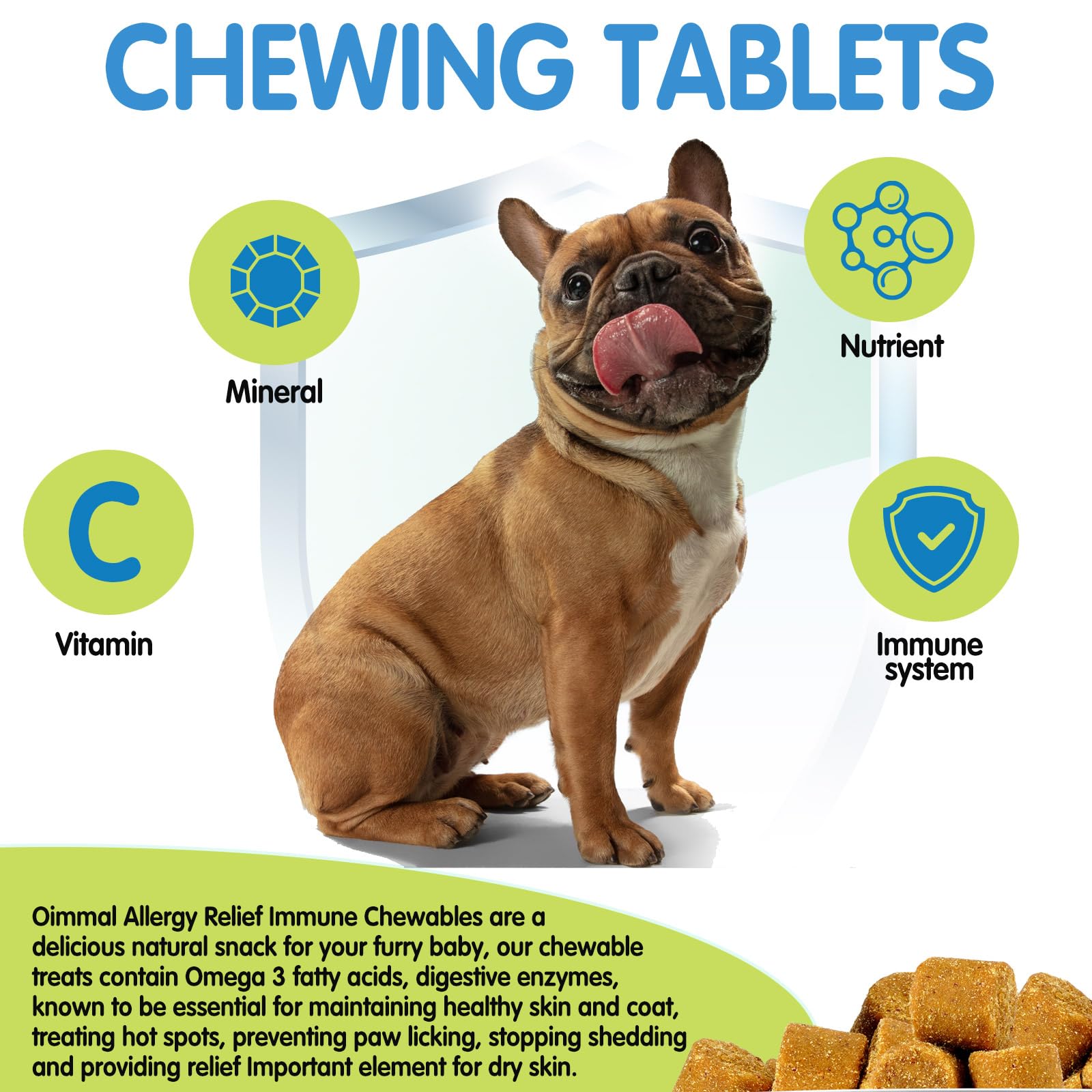 Allergy Relief Dog Chews - Allergy Relief Dog Treats w/Omega 3 + Pumpkin + Enzymes - Itchy Skin Relief for Dogs - Anti Itch Support & Hot Spots - Skin & Coat Health for Dogs