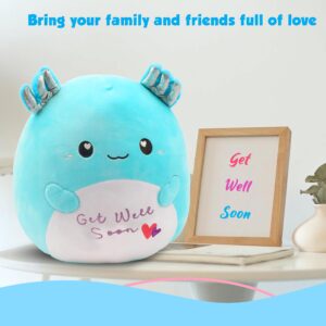 Easfan 13'' Get Well Soon Axolotl Plush Pillow Soft Cute Salamander Plush Get Well Soon Gifts for Kids Patient Feel Better for Women Men