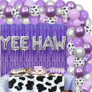 cheereveal cowgirl bachelorette party decorations purple, yeehaw bachelorette balloon garland kit, nashville bachelorette party decorations disco cowgirl for western bridal shower party supplies