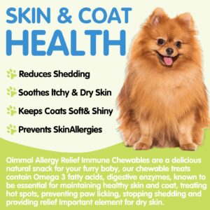 Allergy Relief Dog Chews - Allergy Relief Dog Treats w/Omega 3 + Pumpkin + Enzymes - Itchy Skin Relief for Dogs - Anti Itch Support & Hot Spots - Skin & Coat Health for Dogs