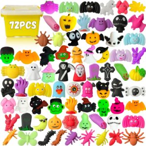 uusycun 72pcs halloween mochi squishy toys, squishy party favors for kids, kawaii squishies fidget toys, mini mochis squishy animals for halloween goodie bags, gifts, prizes, birthdays