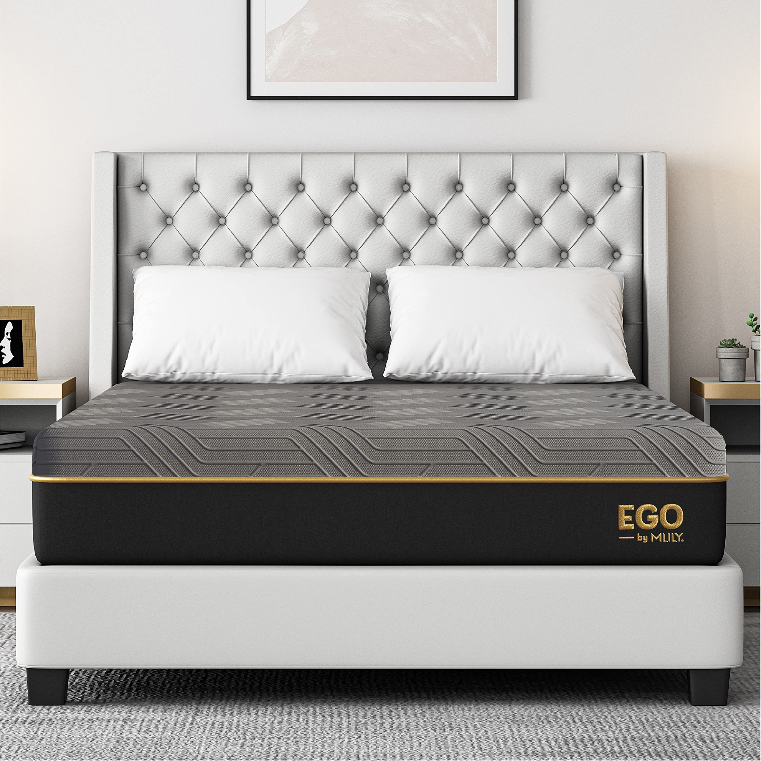 EGOHOME 12 Inch Cal King Memory Foam Mattress, Therapeutic Mattress for Back Pain Relief, Cooper Gel Cooling Double Mattress in a Box, CertiPUR-US Certified, Made in USA, 72”x84”x12”, Black