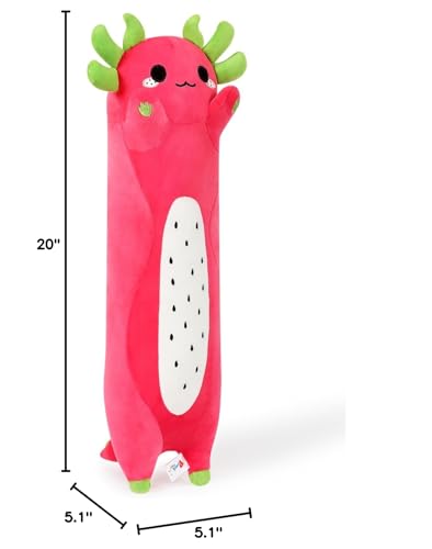 PEACH CAT Long Dragon Fruit Axolotl Stuffed Animal Kawaii Pitaya Axolotl Plush Pillow Toy for Girls and Boys 19.6"