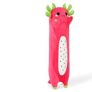 PEACH CAT Long Dragon Fruit Axolotl Stuffed Animal Kawaii Pitaya Axolotl Plush Pillow Toy for Girls and Boys 19.6"