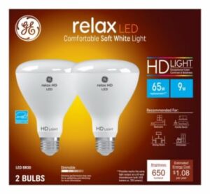 ge 93129938 relax hd led light bulb, br30, 9 watt, 2-pk. - quantity 1