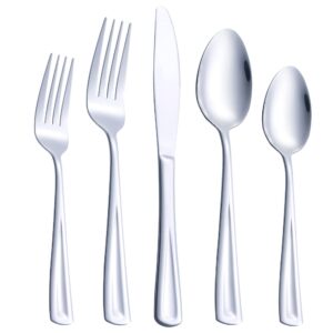 30-piece silverware set for 6, gogeili stainless steel flatware cutlery set for 6, include fork, knife and spoon set, mirror finished