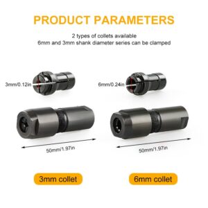 2pc 3/6mm Angle Grinder Modified Adapter to Straight Grinder Chuck for 100-type Angle Grinder M10*1.5 Thread Cutting Woodworking Tools (2, Black)