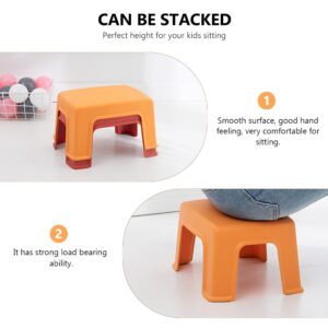 Veemoon 1pc Plastic Stool, Orange, Portable, Non-Skid, Suitable for Home, Kindergarten, Shopping Mall