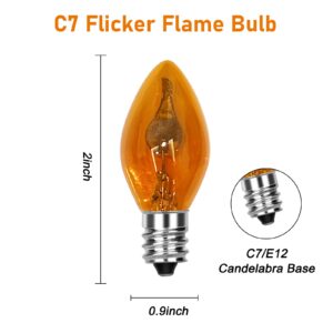 Pallerina 25 Pack Orange Flame Light Bulbs,120V 1W Orange Light Candle Light Bulbs with E12/C7 Candelabra for Chandeliers, Ceiling Fan Lights,Wall Sconces,Halloween Decorations