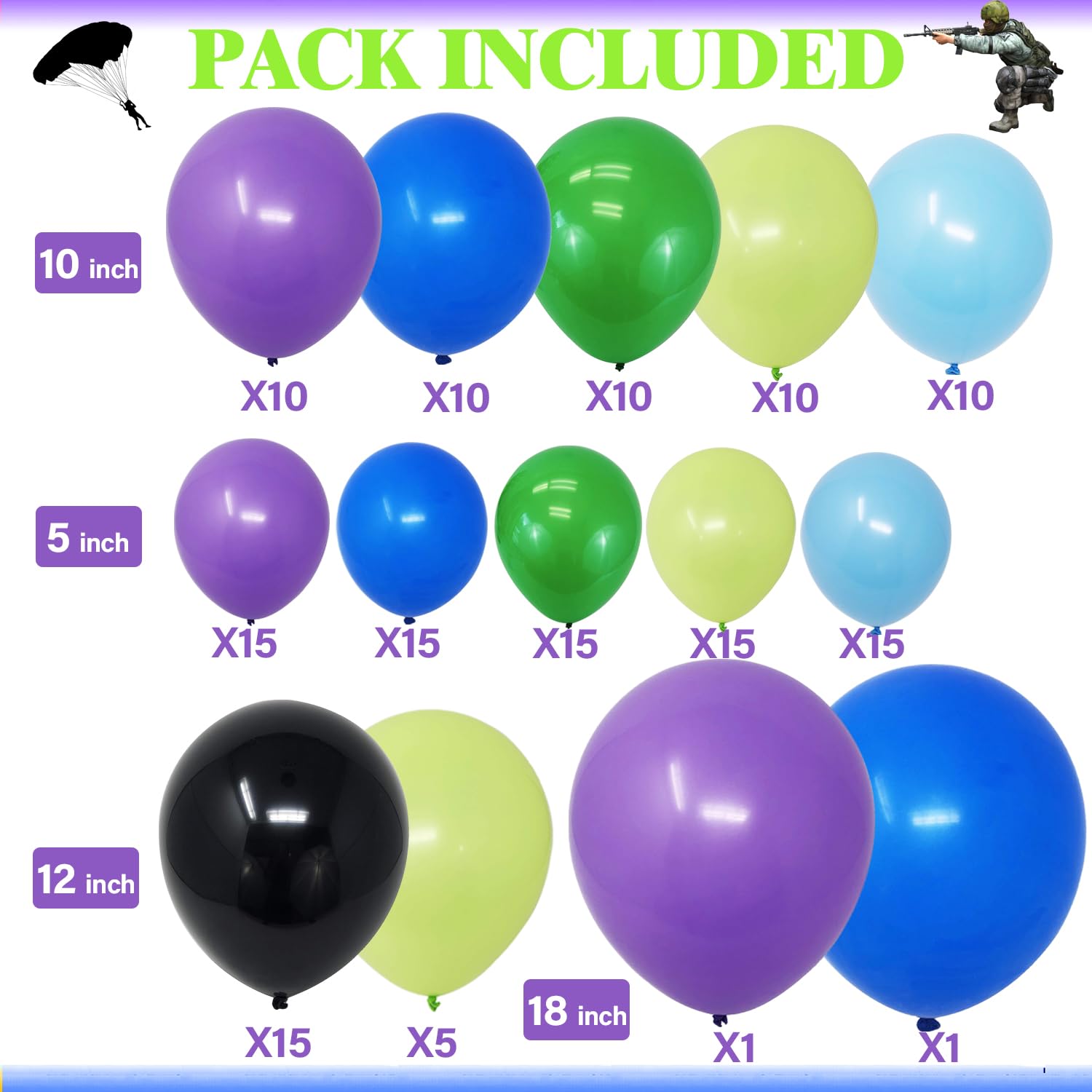 150Pcs Purple Blue Green Black Game Balloon Garland Kit for Video Game Theme Birthday Party Decorations, Video Game Party Supplies Gamer Decorations