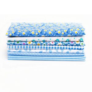 7pcs assorted fat quarter bundle quilt quilting cotton fabric sewing diy set (blue)