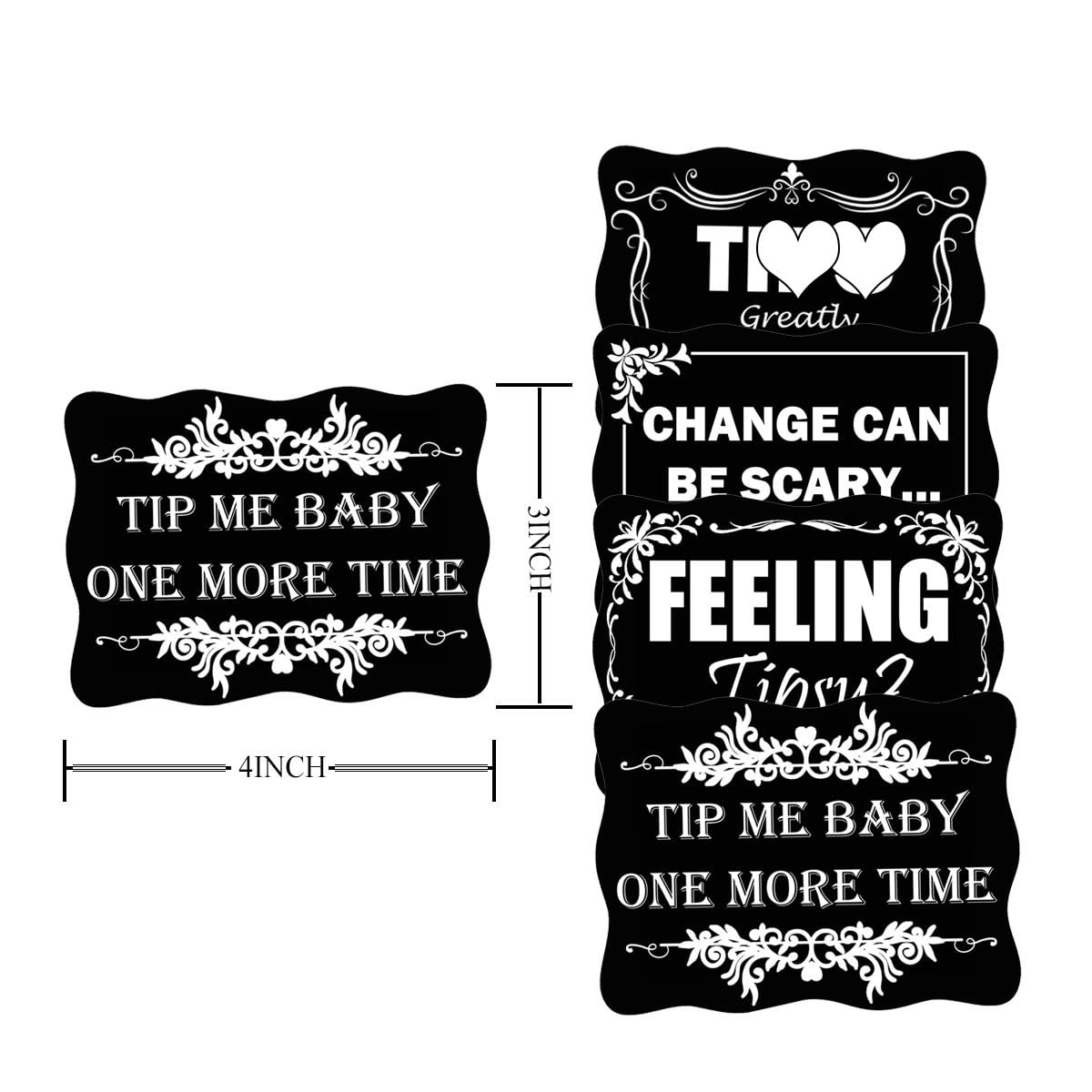 3x4inch Tipping Sticker Tipping Greatly Appreciated Tipping Me Baby Feeling Tipping Change Can Be Scary Your Waiter Waitresses Bumper Stickers for Party Store Bar Coffee Restaurant Car Laptop 8pcs