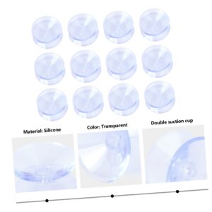 Double Sided Suction Cups, 12pcs Clear Silicone Bumpers Heavy Duty Desk Glass Suction Cups 20mm Double Sided Sucker Pads Bathroom Suction Cup Hooks Small Suction Cups