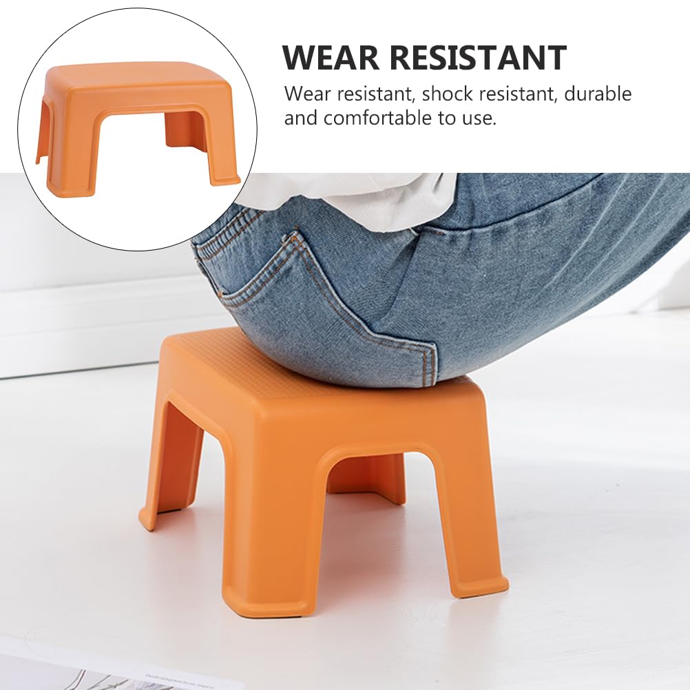 Veemoon 1pc Plastic Stool, Orange, Portable, Non-Skid, Suitable for Home, Kindergarten, Shopping Mall