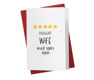 karto funny birthday card for wife, large 5.5 x 8.5 birthday card for wife from husband, birthday cards for wife, happy birthday wife card - excellent wife