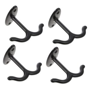 childweet 4 pcs zinc alloy double prong hooks wall mounted clothes hooks for hats coats keys more heavy duty closet organizers