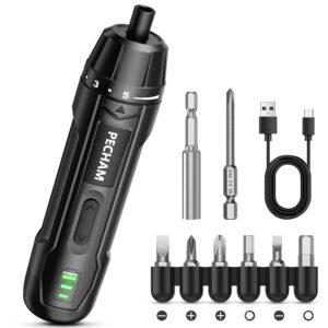 pecham electric screwdriver,350 rpm, 5 torque,2000mah 5n.m, 3.6v cordless screwdriver set,type-c charging cable,manual & electric,8 pcs bits for electrical repairs,automatic portable power screwdriver