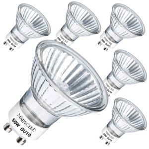 marycele halogen light bulbs for candle warmer, candle warmer lamp bulb gu10 120v 50w mr16, 6 pack dimmable warm light bulbs 2 pin with long lifespan, candle warmer bulbs replacement