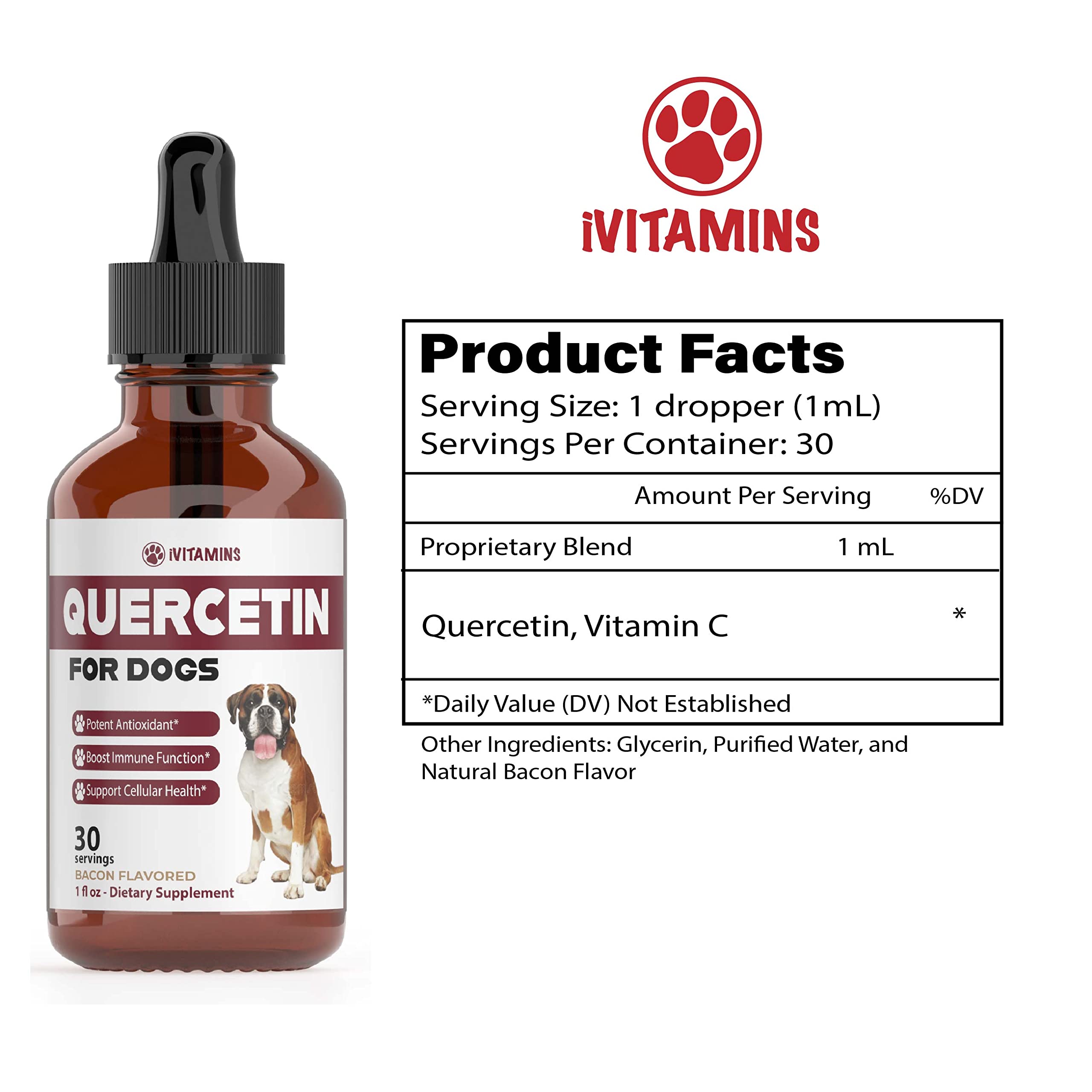 Quercetin for Dogs | Dog Allergy Relief | Quercetin for Dogs Allergies | Dog Allergy | Quercetin | Dog Allergy Support | Quercetin Dog | Dog Allergies | Quercetin Supplements | Bacon Flavor (2 Pack)