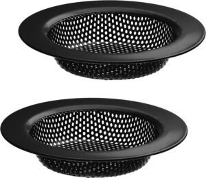 black kitchen strainer bathroom sink strainer, stainless steel drain filter, prevent clogging, 4.5 inch/11cm outer diameter, dishwasher safe, pack of 2