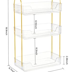 HBlife 3 Tier Bathroom Organizer Countertop, Makeup Organizer Perfume Tray Skincare Organizer for Bathroom, Dresser, Vanity, Clear