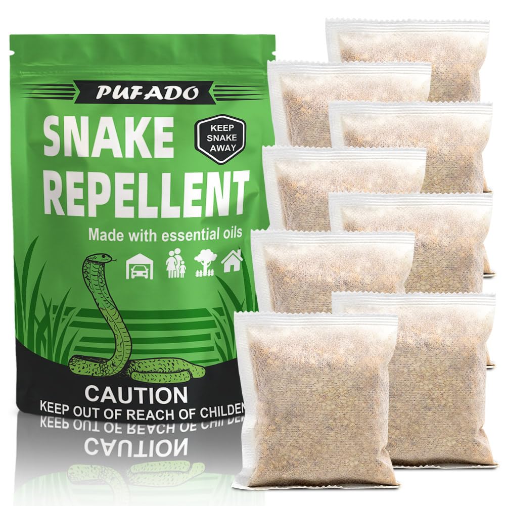 Pufado Snake Repellent for Yard Powerful, Outdoor Snake Away Repellent, Snakes Repellents for Outdoor Pet Safe, Yard Snake Out Repellant Effectively, Snake Repellant Outdoor and Home-8 Pouches