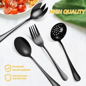 Serving Utensils Include Large Serving Spoons Slotted Serving Spoons Serving Forks Serving Tongs Soup Ladle and Pie Server Buffet Catering Serving Utensils for Dishwasher Safe (Black,15 Pieces)