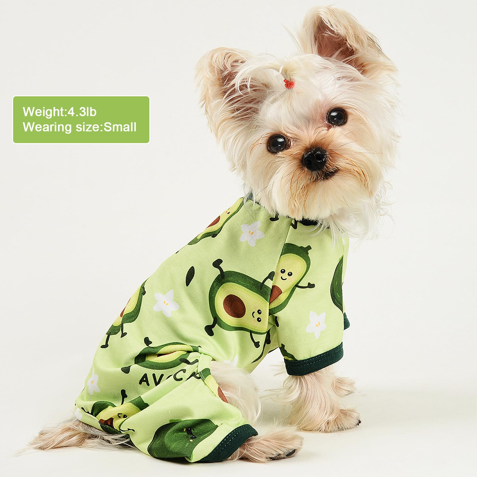 Dog Pajamas Pjs Soft Stretchy Dog Clothes for Small Dogs Girl Boy Medium Size Dogs Spring Summer Puppy Clothes Doggie Onesies Cat Pet Jammies Outfit (Avocado Green, X-Small)