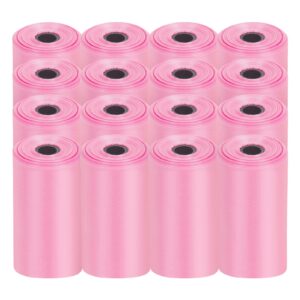 toplive dog poop bags, pet waste bags roll refills, thick strong leak-proof cat dog bag for poop outdoor cleanup 16 rolls (240 bags), pink