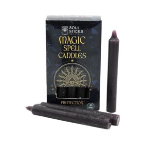 soul sticks protection 4' magic spell chime taper candles, 20 pcs - ideal for altar, rituals, ceremonies, meditation purple candle for witchcraft supplies, wiccan, candles clearance