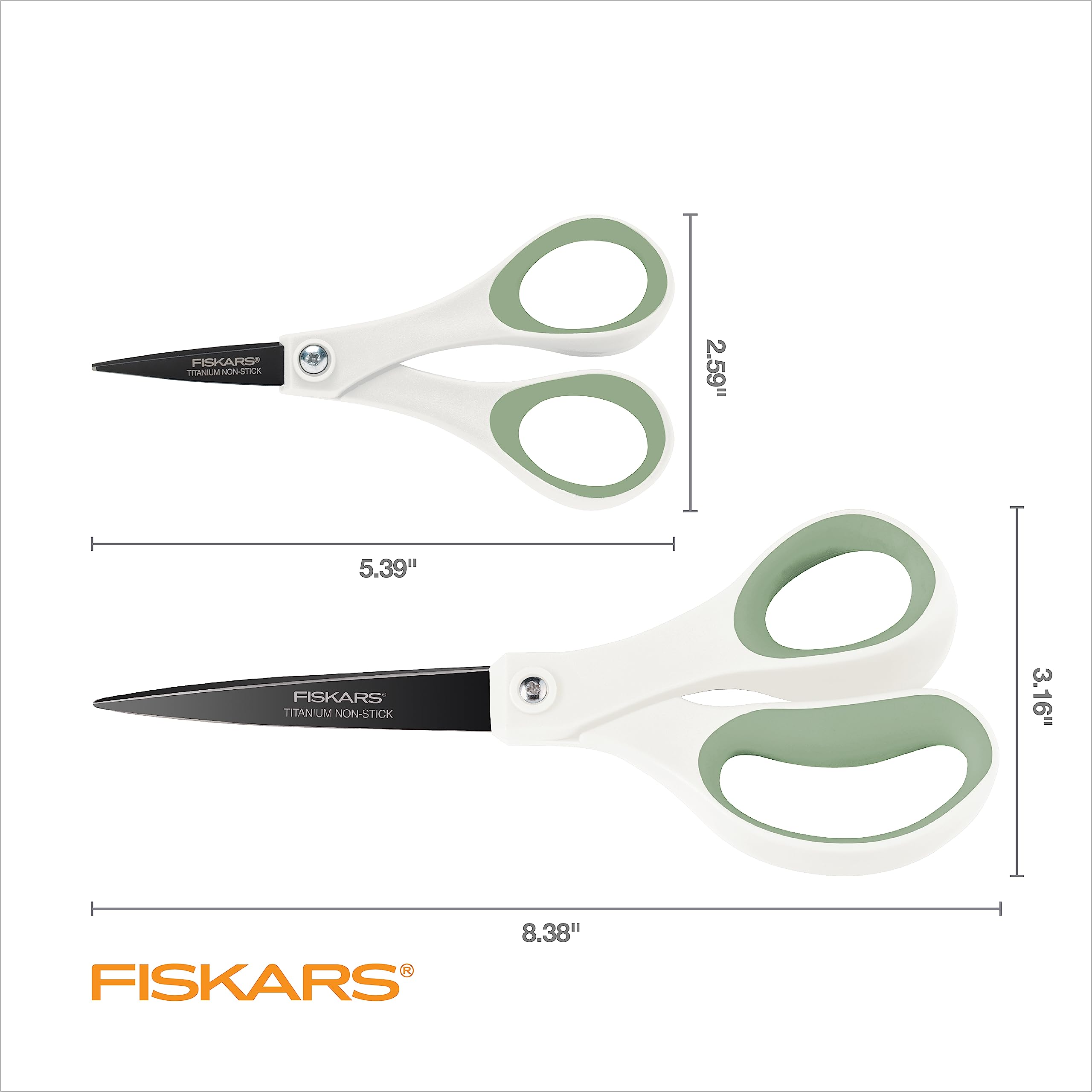 Fiskars All Purpose Scissors (2-Pack) - High Performance and Designed for Comfort and Cutting Sticky Materials - Sharp to Cut, But Soft to Hold - Perfect for Everyday, the Office, and Arts & Crafts