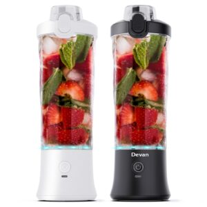 2 pack portable blender,270 watt for shakes and smoothies waterproof blender usb rechargeable with 20 oz bpa free blender cups with travel lid.