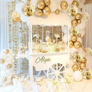 White Gold Balloons Arch Garland Kit, 122Pcs 18/12/10/5 In White and Metallic Gold Balloons Gold Confetti Balloons for Wedding Birthday Bridal Baby Shower Anniversary Party Decorations