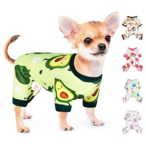 dog pajamas pjs soft stretchy dog clothes for small dogs girl boy medium size dogs spring summer puppy clothes doggie onesies cat pet jammies outfit (avocado green, x-small)