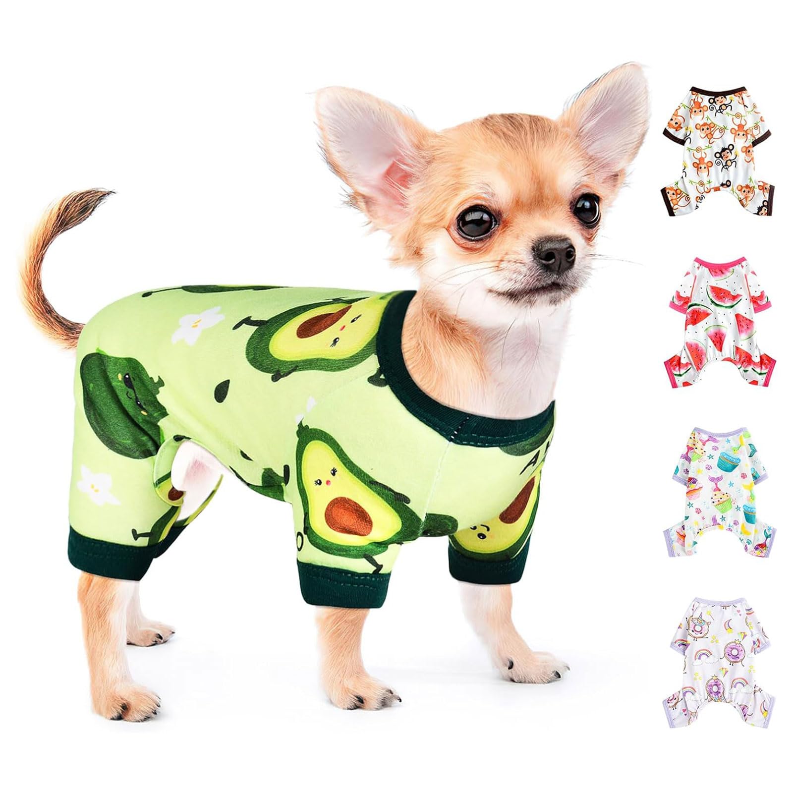 Dog Pajamas Pjs Soft Stretchy Dog Clothes for Small Dogs Girl Boy Medium Size Dogs Spring Summer Puppy Clothes Doggie Onesies Cat Pet Jammies Outfit (Avocado Green, X-Small)