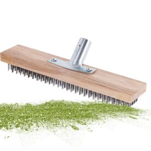 2 Wire Broom Head - 11.81inch Broom Head for Indoor and Outdoor - Heavy Duty Scrubbing and Sweeping | Stiff Metal Bristle Deck Scrub Brush for Heavy Duty Removal Moss & Algae On Patio