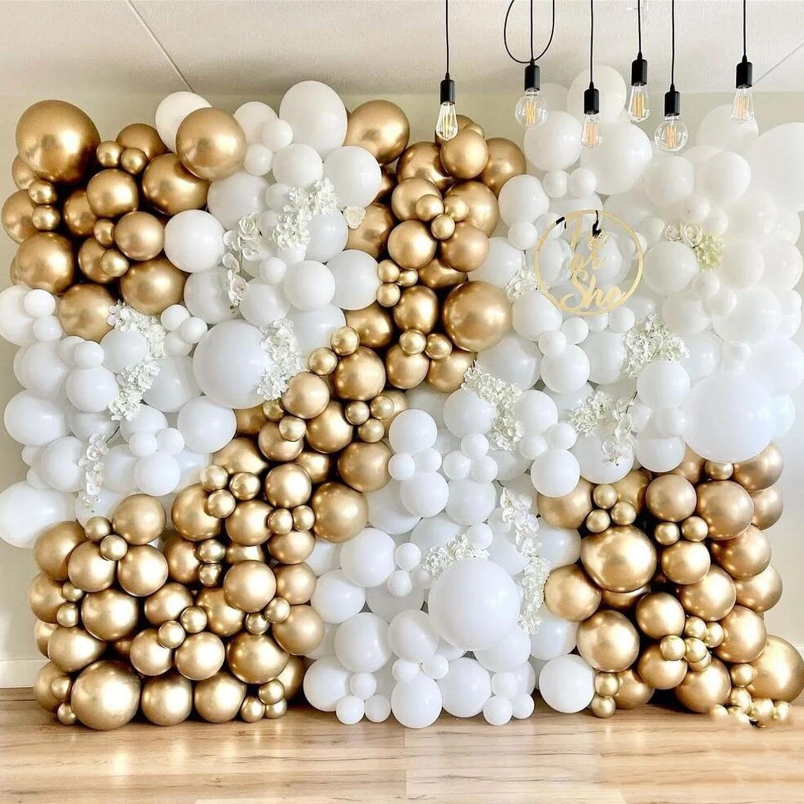 412pcs Metallic Gold Balloon Garland Arch Kit 18 12 10 5 Inch Different Sizes Latex Chrome Balloons for Baby Shower Birthday Graduation Wedding Anniversary Celebration Party Decoration