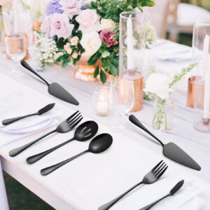 Serving Utensils Include Large Serving Spoons Slotted Serving Spoons Serving Forks Serving Tongs Soup Ladle and Pie Server Buffet Catering Serving Utensils for Dishwasher Safe (Black,15 Pieces)