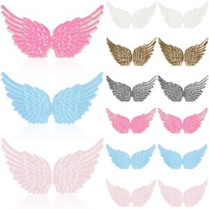 kisangel angel wing ornament 12pcs mini wings for crafts glitter angel wings ornament stamping fabric embossed wings patches for diy costume backpack crafts(mix color) party patch