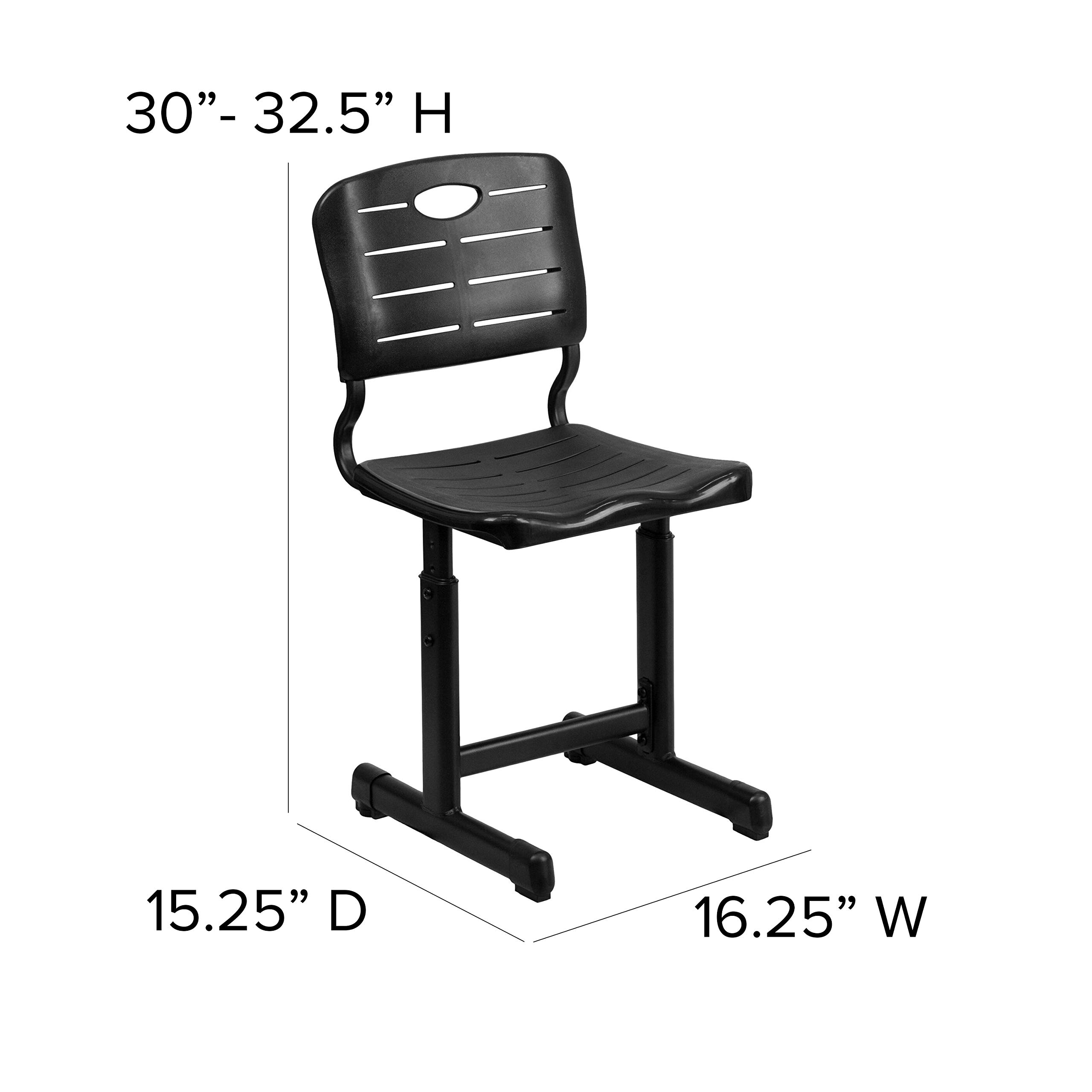 Flash Furniture Nila Set of 6 Adjustable Height Black Student Chairs with Black Pedestal Frames