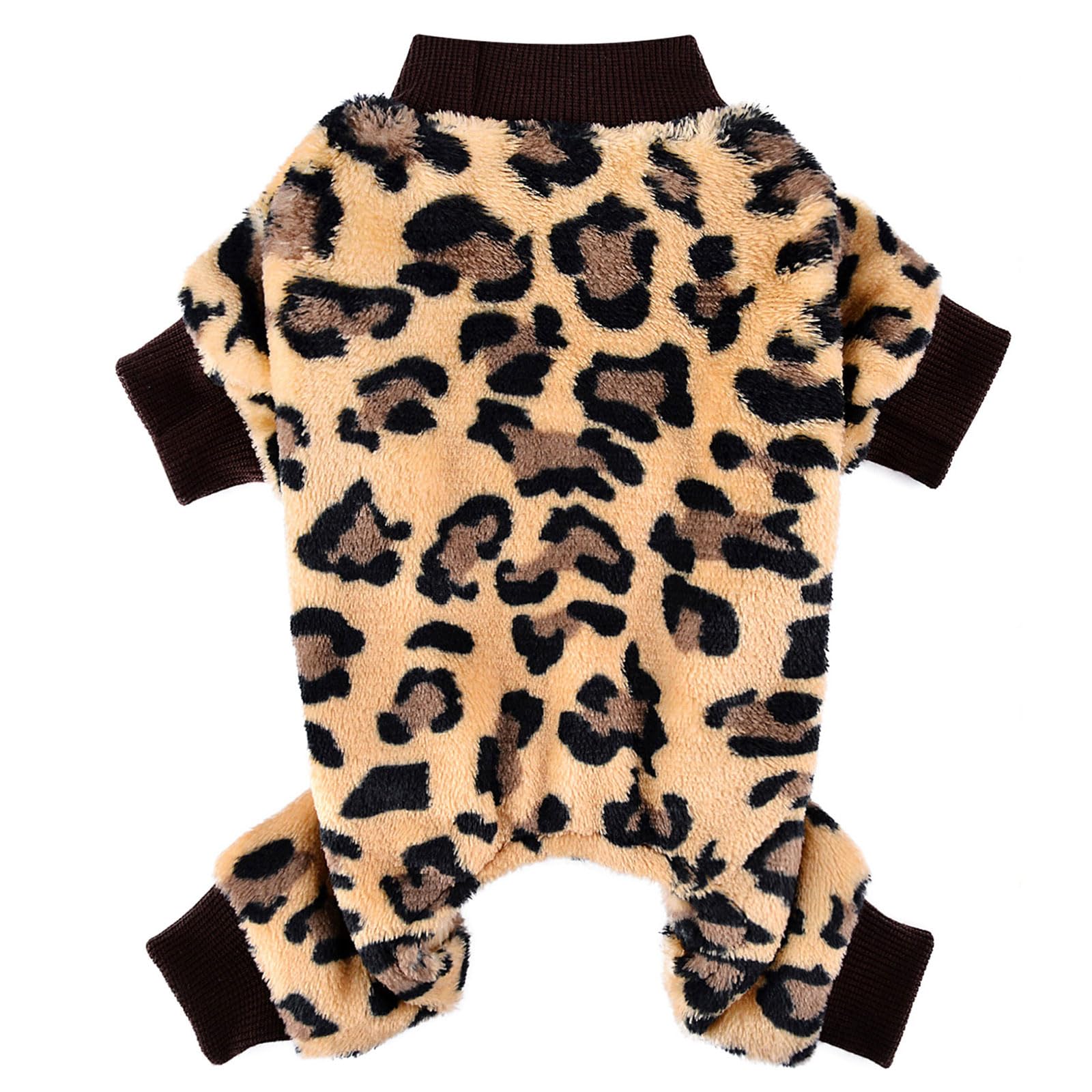 Leopard Dog Sweater Dog Jumpsuit - Winter Fleece Puppy Clothes for Small Dogs Girl Boy Warm Small Dog Pajamas Dog Outfit for Chihuahua Yorkie Shih Tzu Teacup Cold Weather Cat Apparel Clothing