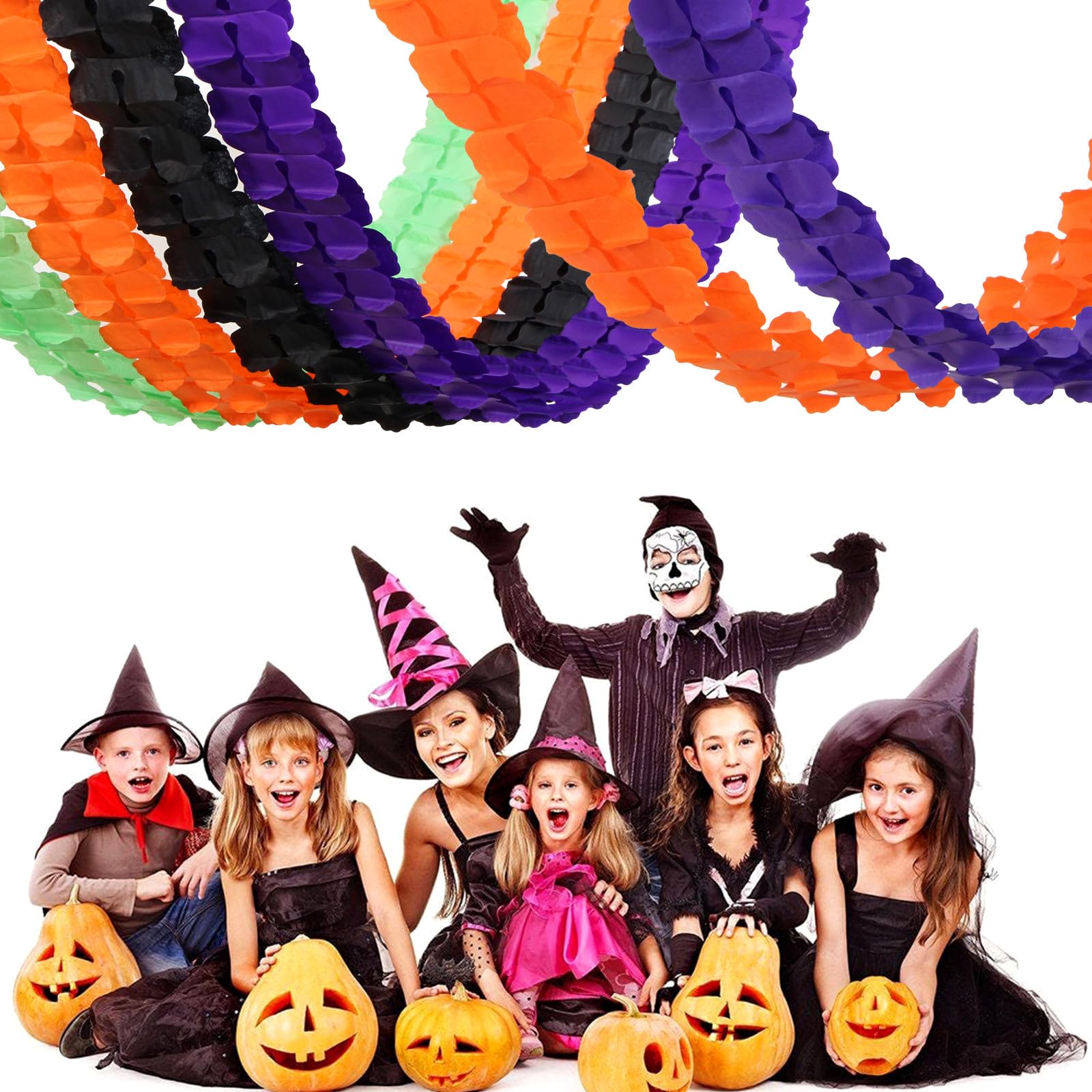 Black-Purple Orange Green Halloween Party-Decorations - 157Ft Four-Leaf Clover Streamers Garland Hanging Banner,Birthday Wedding Baby Bridal Shower Decor Hugtmr