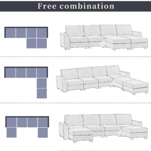 Tdewlye Minimalist 3 Pieces U Shaped Sectional Sofa,Chaise Lounge Couch with Removable Ottomans,for Apartment Living Room Furniture (Beige@Ottomans)