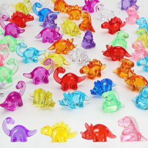 haptime 50 pcs mini dinosaur figures, mini resin animals to hide, sensory bin/treasure box toys, bulk plastic dinosaur party favors, small classroom prizes, tiny figurines for kids, vase filler