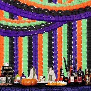 Black-Purple Orange Green Halloween Party-Decorations - 157Ft Four-Leaf Clover Streamers Garland Hanging Banner,Birthday Wedding Baby Bridal Shower Decor Hugtmr